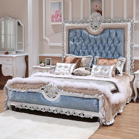 Luxury Italy Style Solid Wood Hand Carved Double Bed - Eco-friendly ...