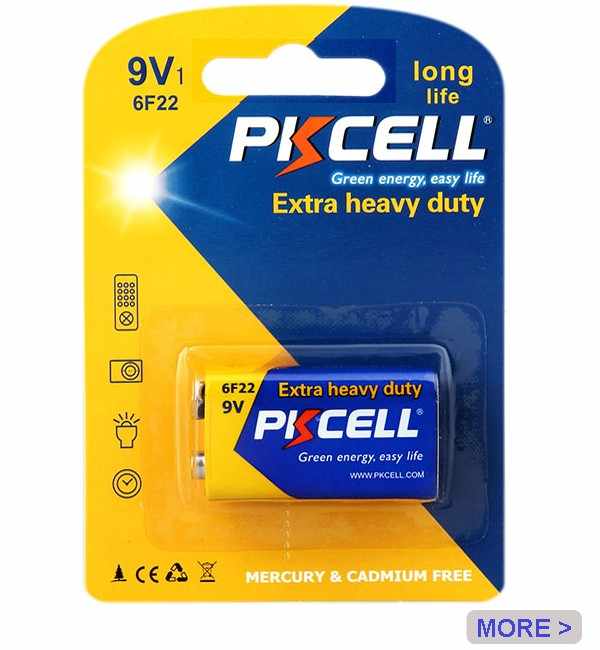 PKCELL 9V 6F22 Zinc-Carbon Dry Cell - Heavy Duty Battery