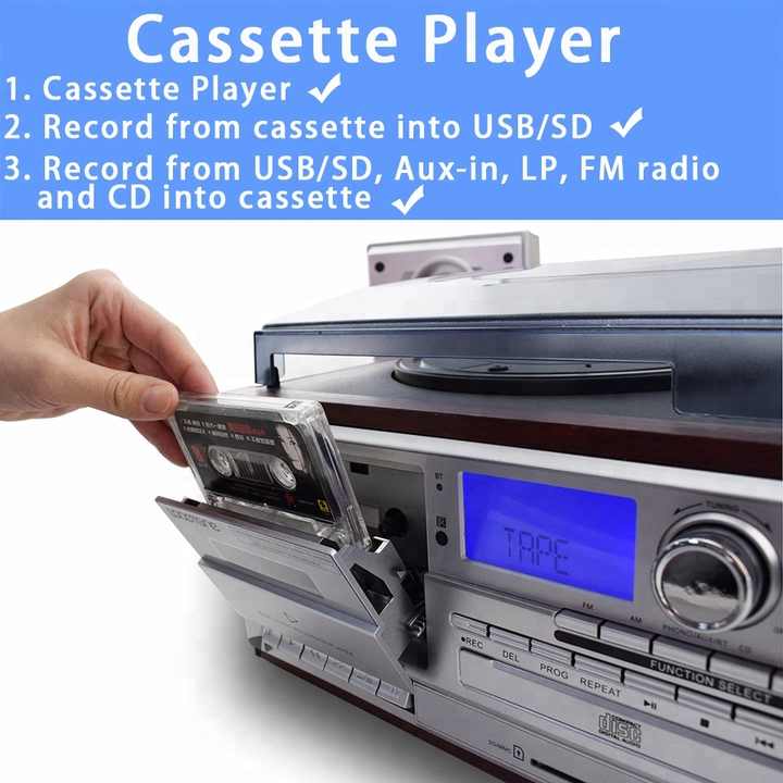 Multi turntable player&vinyl player with CD Player/USB/SD Record/AUX ...
