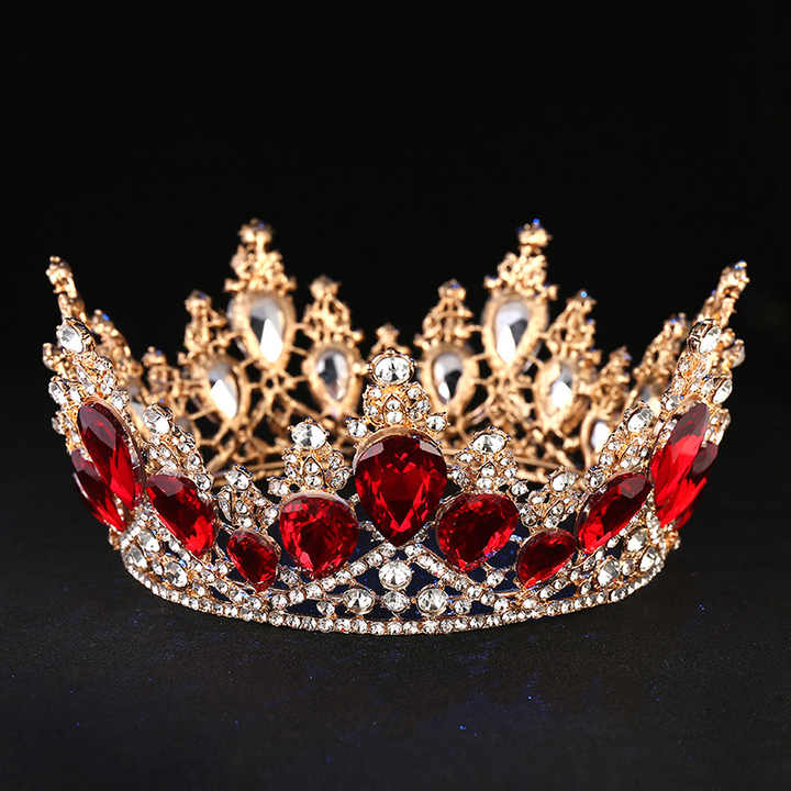 Solid Luxury Multicolor Diamond Bridal Crown - Gold Rhinestones