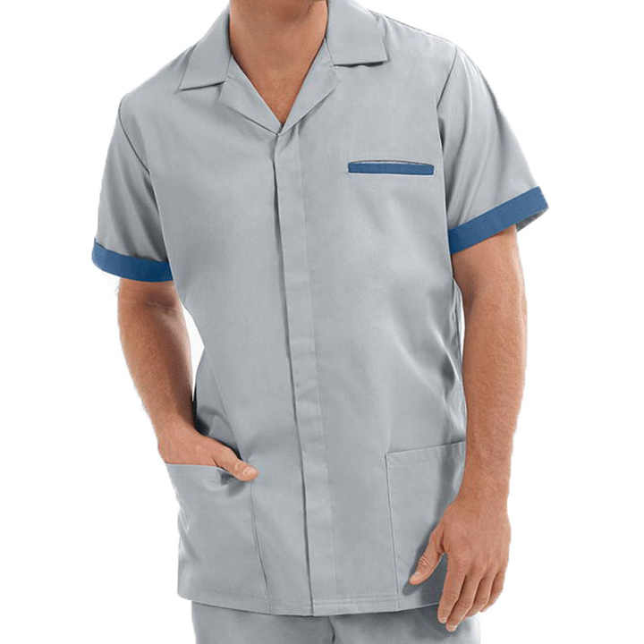 Men's Housekeeping Uniforms with Contrast Color - Logo