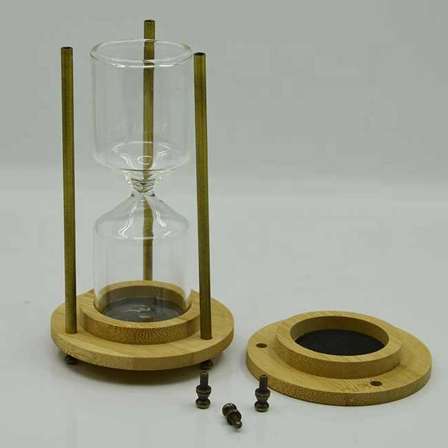 Pilier cylindrique en bambou or vide rechargeable minuterie sable 4 pieces