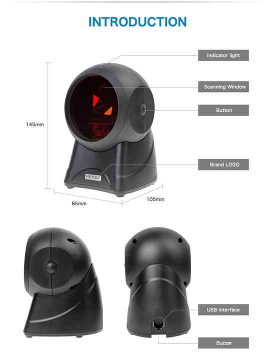 RD-2050高质量全向桌面条形码扫描仪1D 2D二维码DataMatrix PDF417 USB & COM接口有货| Alibaba.com