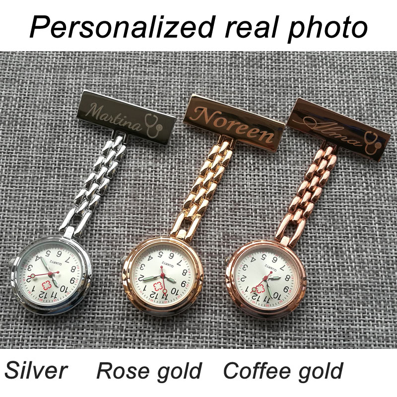 Mens Fob Watch - Nurse Quartz Pocket Watch - Silver Rubber Band