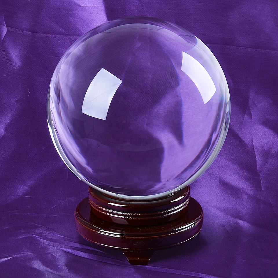 Huge Clear Divination Crystal Ball 200mm - Glass Sphere with Wooden ...