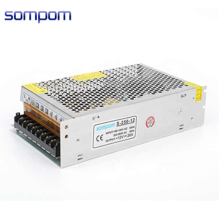 Sompom 12 Volt 20 Amp SMPS 250W 240W Switching LED Power Supply 12V 20A ...