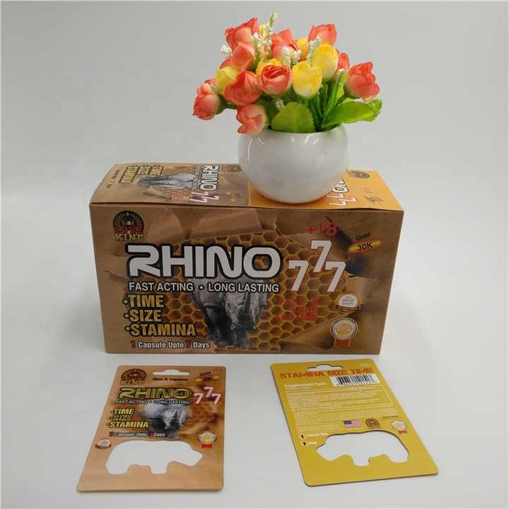Rhino 777 Long Time Capsule Pill Blister Packs 3D Card