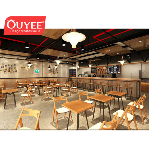 Modern Coffee Shop Interior Design with LED Counter Display