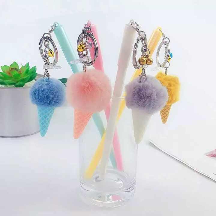 Cute Furry Pom Pom Pens with Bell - Perfect for Office & School