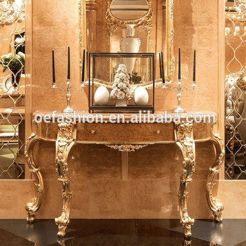 Royal Golden Imperial Rococo Carving Console Table, Antique French ...