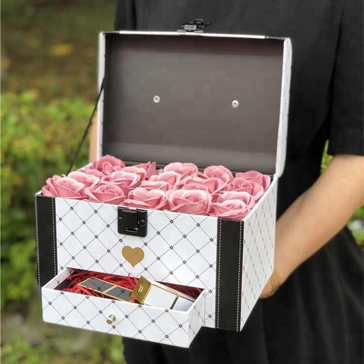 Luxury Gift Handle Flower Box with Drawer - Perfect for Packaging