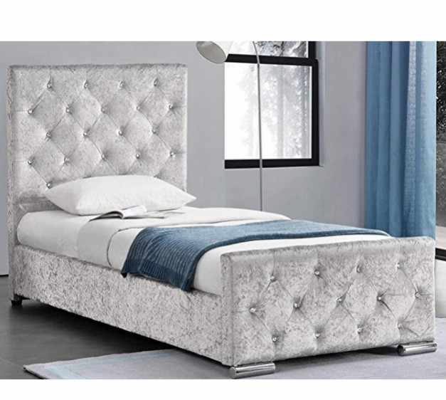 pink or silver grey Crushed Velvet Fabric Single Storage Bed Frame Alibaba