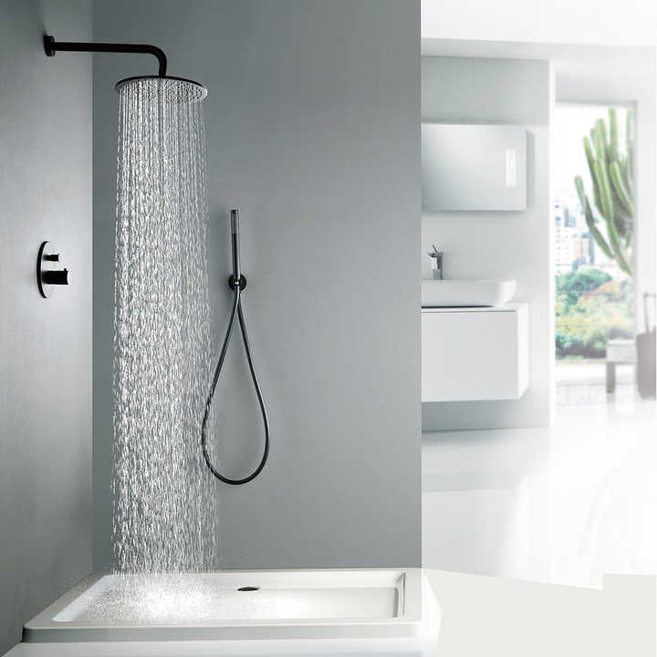 Modern Matt Black Brass Rainfall Shower Mixers - Durable & Stylish