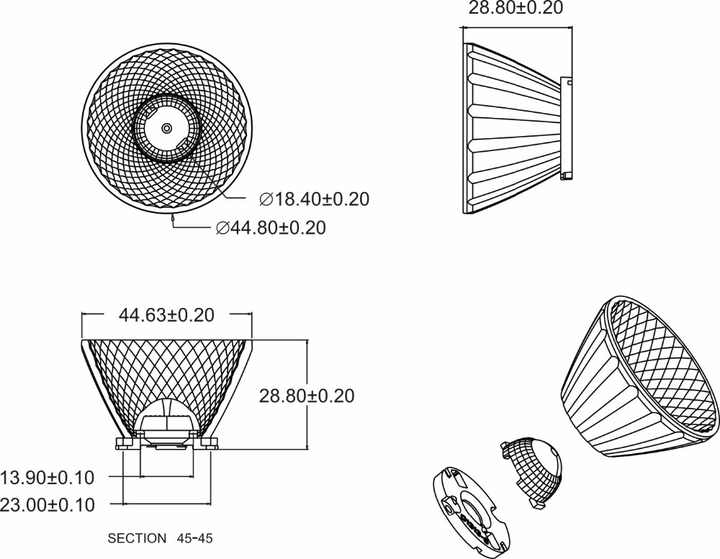 Cob Led Parabolic Aluminized Reflectors for Ceiling Light
