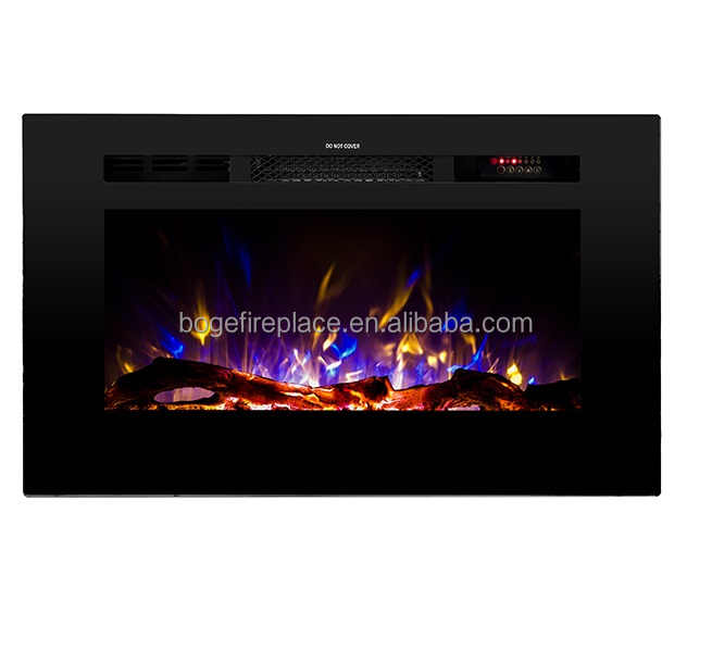28" Flat Small Wall Mounted Electric Fireplace with Crystal Flame Effect
