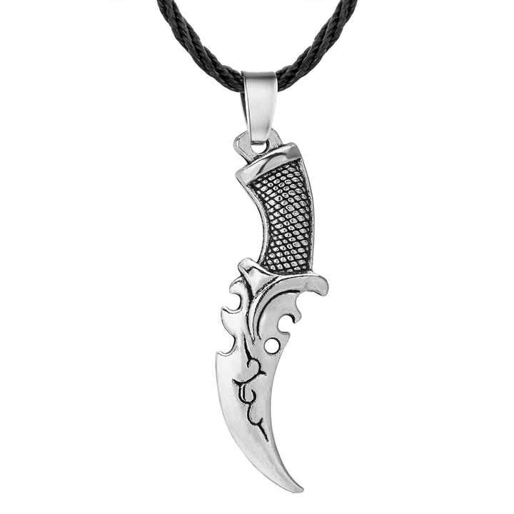 Punk Scimitar Wolf Tooth Machete Knife Necklace - Vintage Power