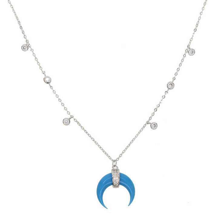 Blue Crescent Moon Necklace
