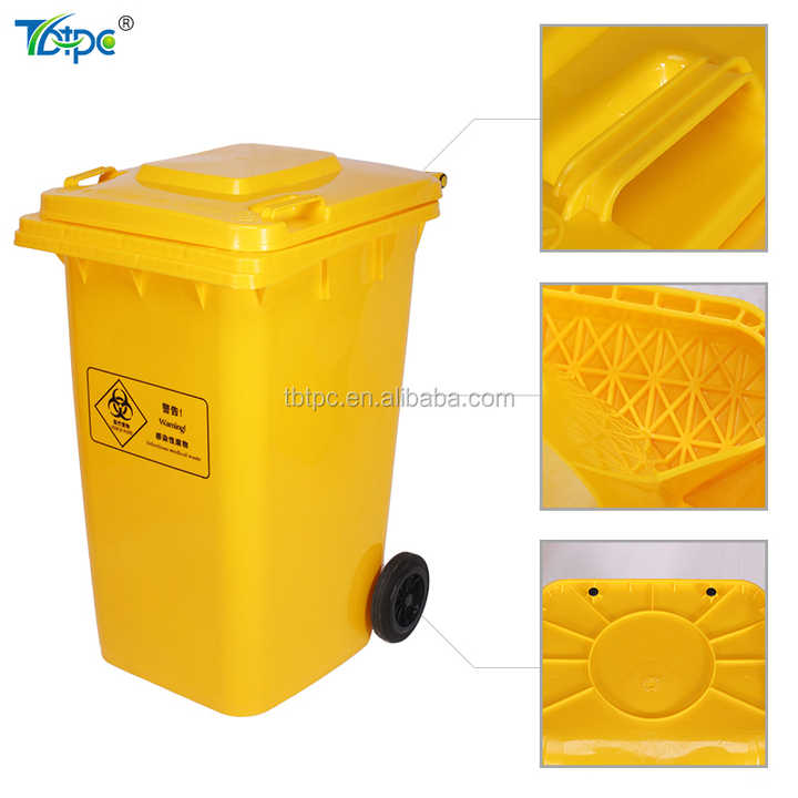 100 120 240 Litre Biohazard Clinical Wheelie Yellow Bins