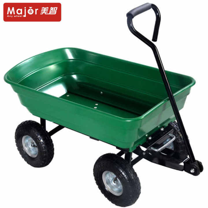 Garden Cart Trolley Tipper Wheelbarrow Trailer 75 Heavy Duty 4 Wheel ...