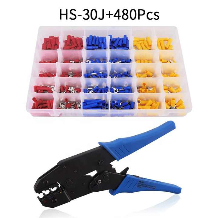 HS-30J Crimping Plier with 480PCS Terminals - Multifunctional Tool