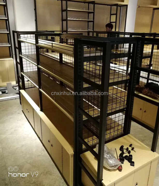 Supermarket Wood Gondola Shelving,retail Shop Design Gondola Shelf ...