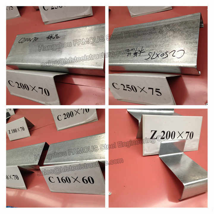 Customized Galvanizing Steel Purlins with Zed/cee Purlin