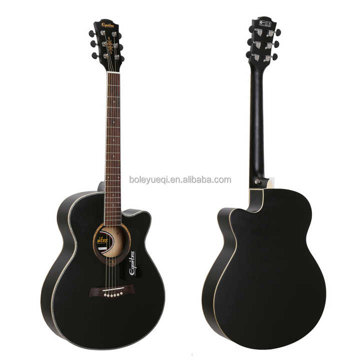 Black 40 Inch Acoustic Guitar with Spruce Top & Pickup, OEM Available