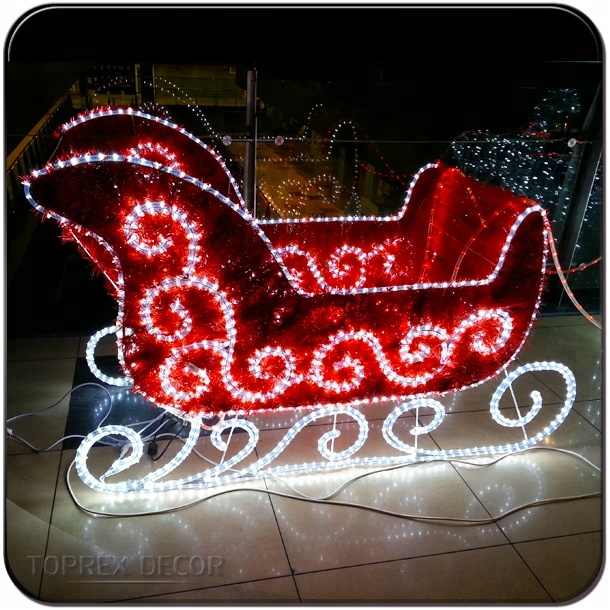 Santa Sleigh and Reindeer - Life Size LED Christmas Lights