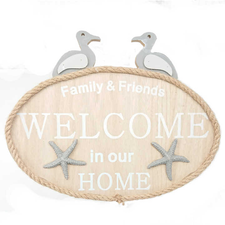 Nautical Sea Bird Welcome Sign - Vintage Wooden Plaque