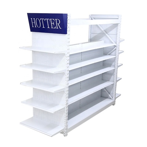 Hotter shelving New design double side gondola shelf metal supermarket ...