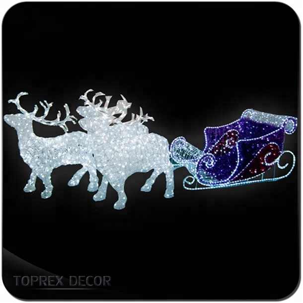 Santa Sleigh and Reindeer - Life Size LED Christmas Lights