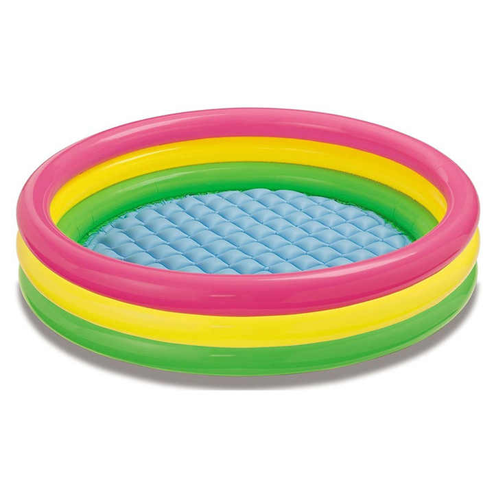INTEX 57107 Sun Set Rainbow 3-Ring Glow Baby Pool - Comfort & Fun