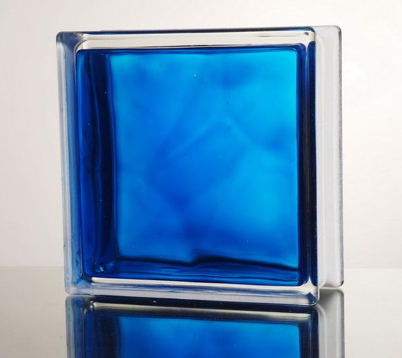 Blue Side-Coloured Cloudy Hollow Sintered Thin Firebricks Glass Block ...
