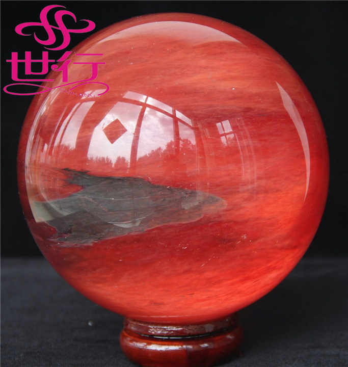 Quartz Crystal Ball - Red Smelting Stone for Home Decor