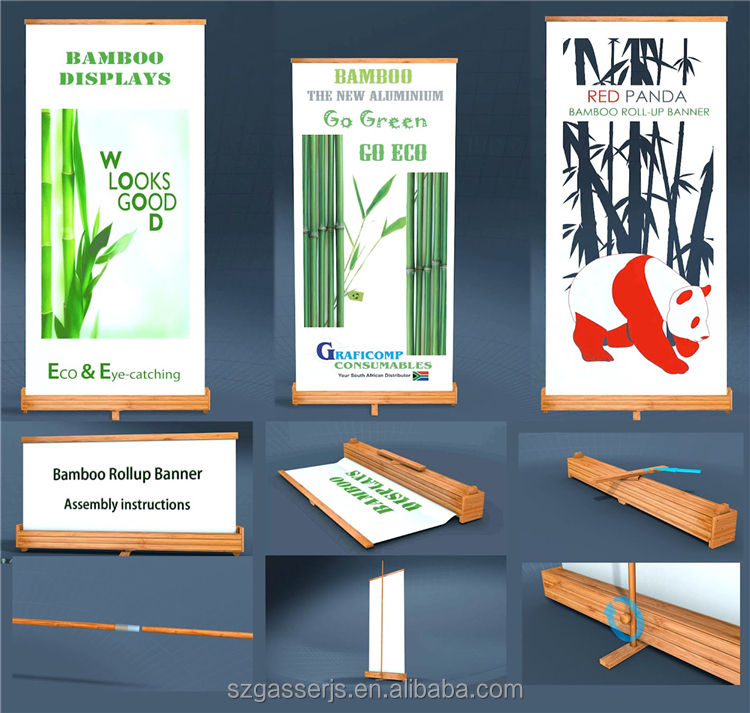 Eco-Friendly Bamboo Roll Up Banner Stand 80x200 cm for Advertising ...
