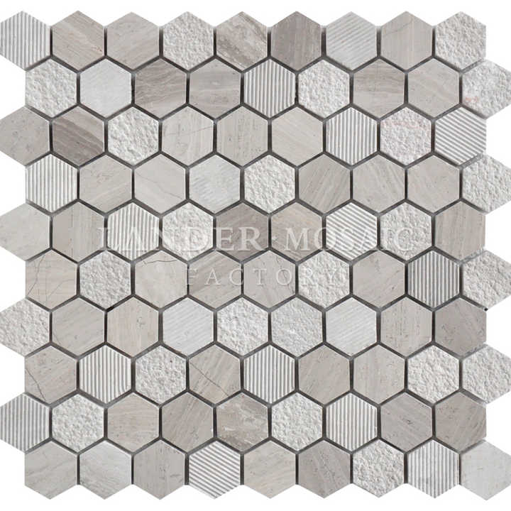 Lander Stone Grey Color Marble Mosaic - Modern Wall Tile