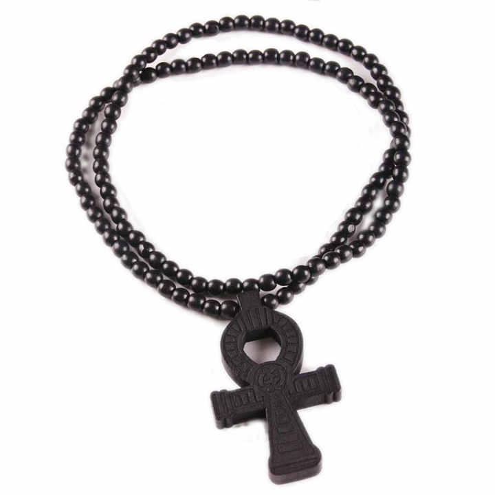 Wholesale Custom Wooden Ankh Cross Necklace - Ethnic Style
