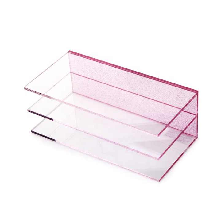 Glitter Pink Acrylic Magazine File Holder - 3 Sections