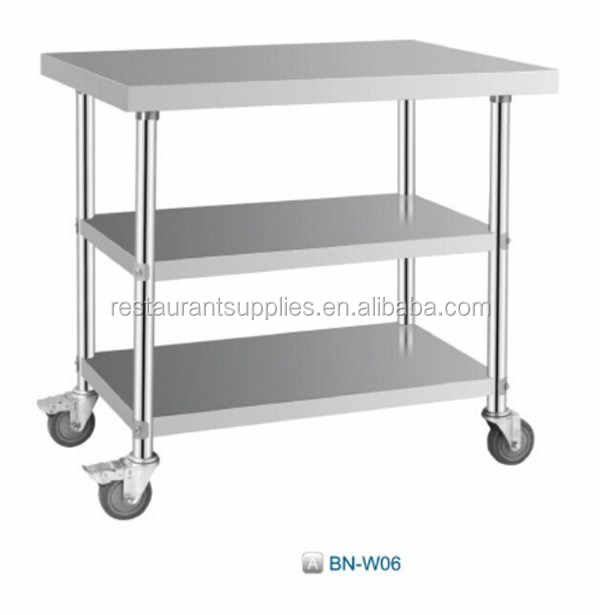 Mobile Da Cucina In Acciaio Inox Tavolo Banco di Lavoro Con Ruote in ...