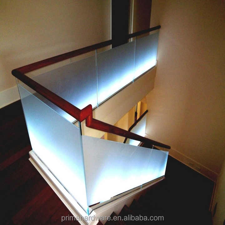 LED Light U Channel Aluminum Base Railing Tempered Glass