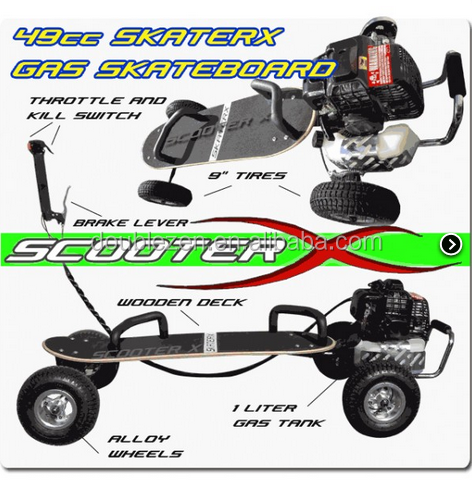 52cc Scooterx Gas Skateboard - Buy Gas Motorized Skateboard Product on ...