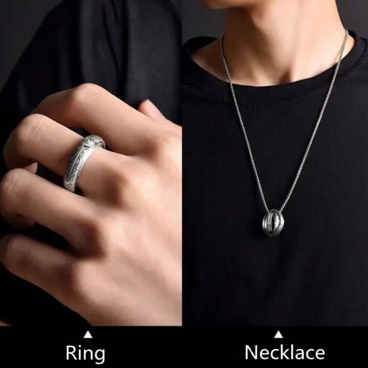Silver Cosmic Rotating Finger Ring | 3D Printed Galaxy Ring for Men