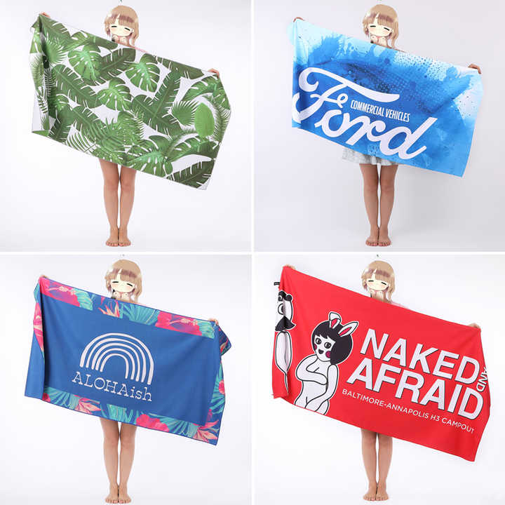 Custom Printed Logo Super Absorbent Microfiber Beach Towel