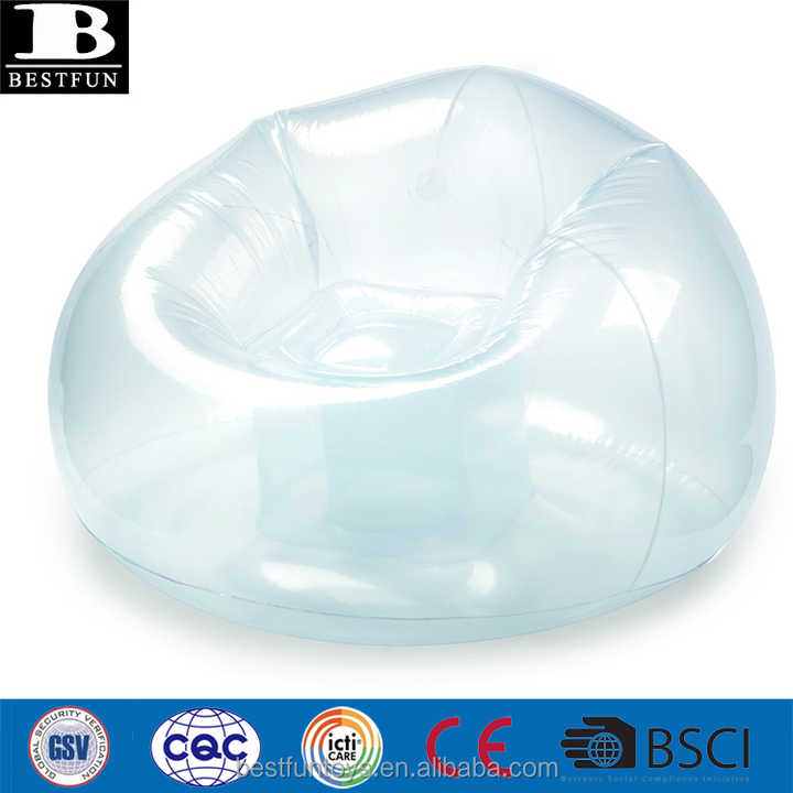 Heavy Duty PVC clear Inflatable Chair Durable Transparent Vinyl Bean ...