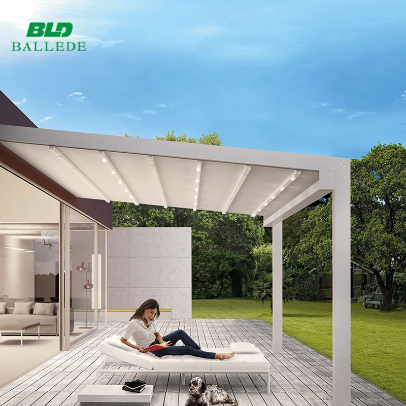 Retractable remote control system sun shade balcony terrace cover roof ...