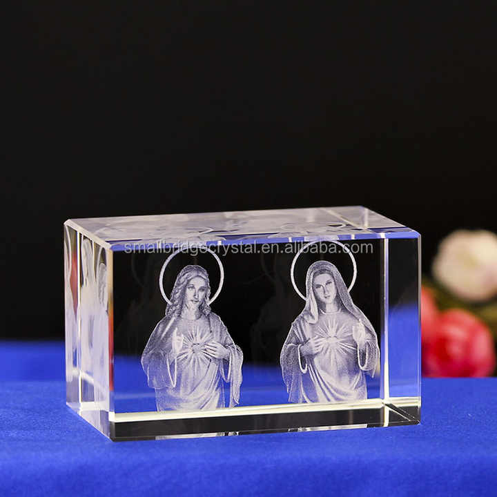 Customized Souvenir Father Goddness Holy Religious 3D Laser Crystal Cube