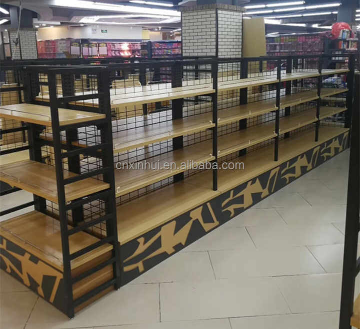 Supermarket Wood Gondola Shelving,retail Shop Design Gondola Shelf ...