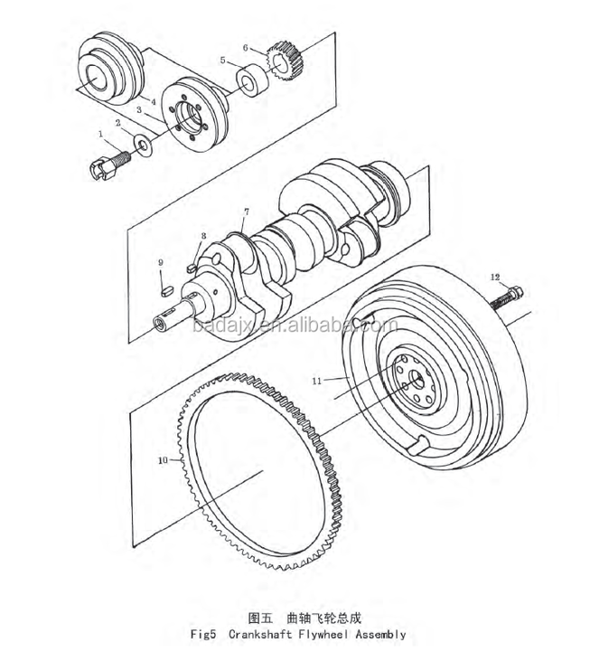 TY395I.4.2-4 Crankshaft for Dongfeng Jinma Tractor Diesel Engine