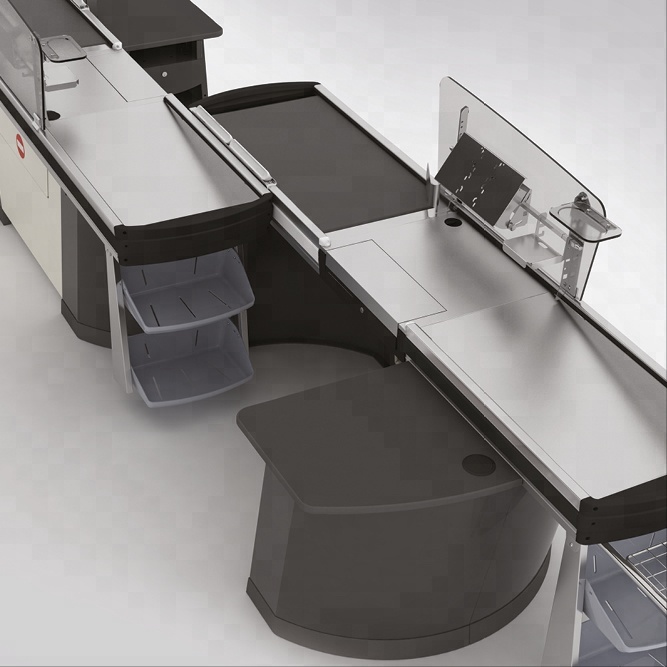 Cashier Counter with Conveyor Belt - Efficient Supermarket Design