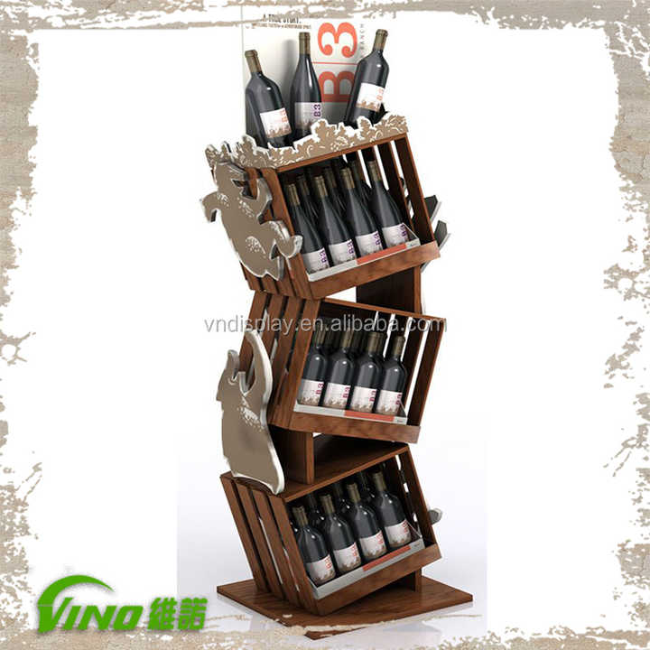 MDF Melamine floor standing rack retail wine display racks wine racks ...
